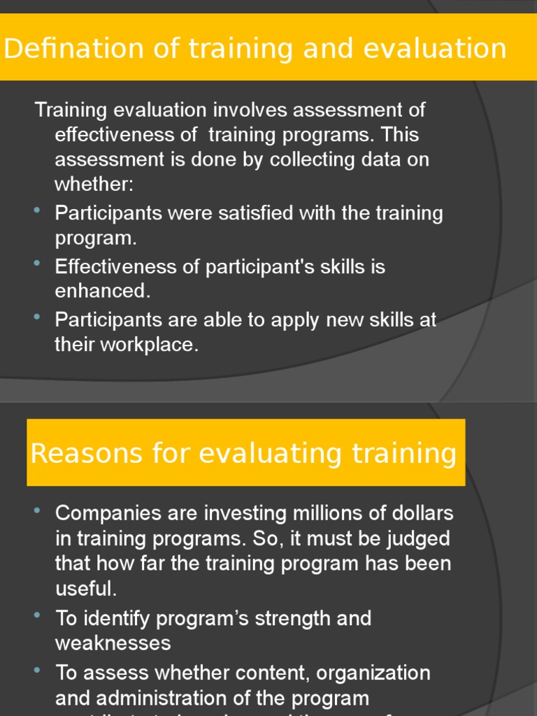 Defination of Training and Evaluation | PDF | Educational Assessment ...
