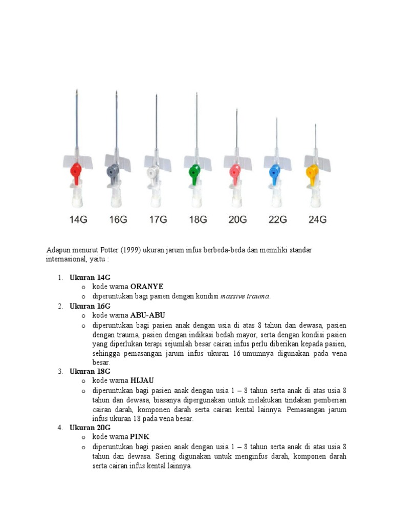 STANDAR UKURAN JARUM INFUS | PDF