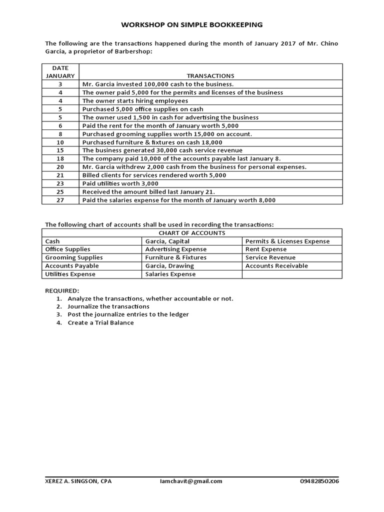 Workshop On Simple Bookkeeping | PDF | Debits And Credits | Bookkeeping