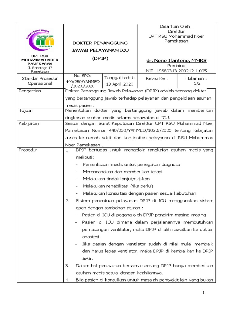 Spo DPJP Icu | PDF