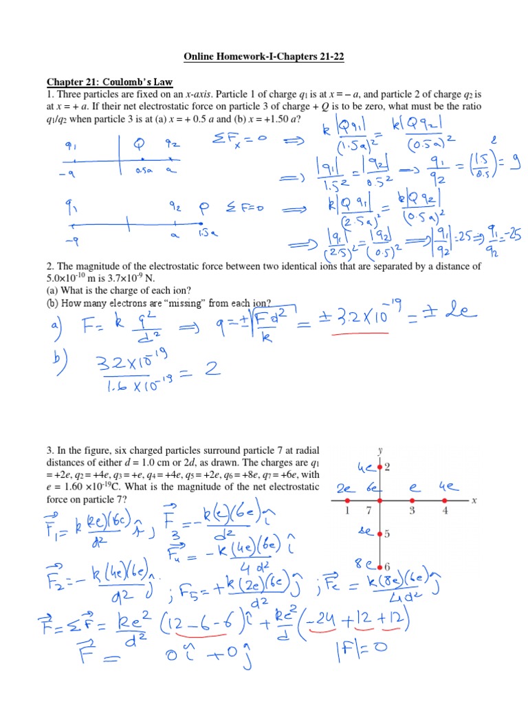 Online Homework-I-Chapters 21-22 Chapter 21: Coulomb's Law | PDF ...