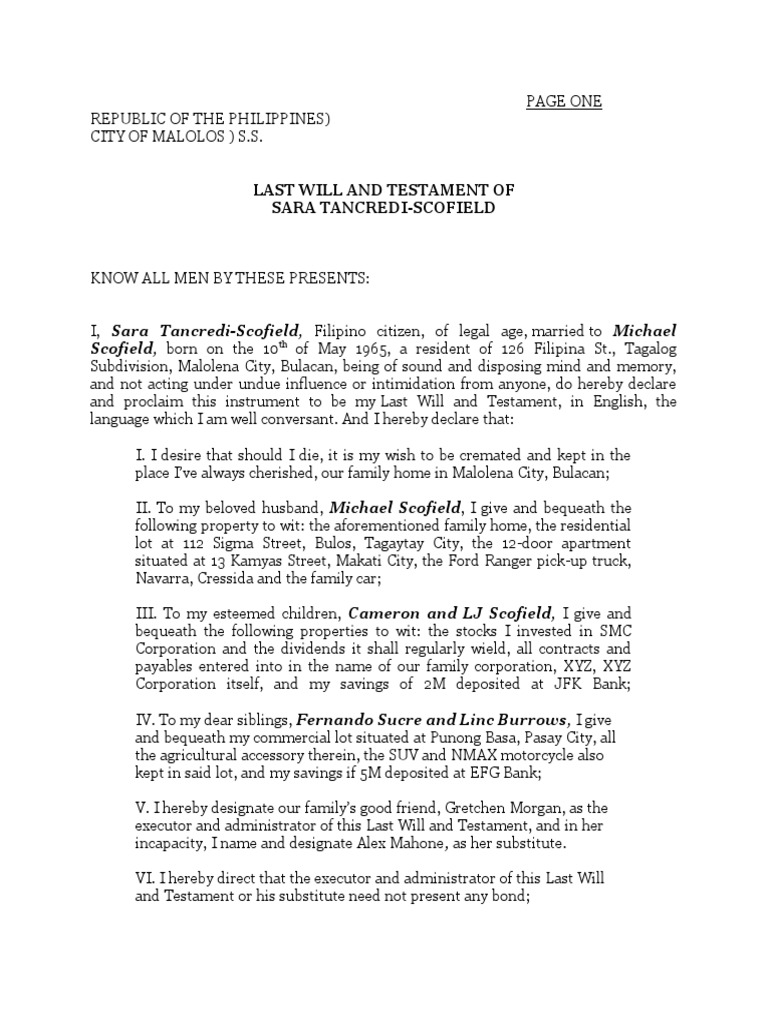 Sample of Notarial Will 1 | PDF | Will And Testament | Private Law