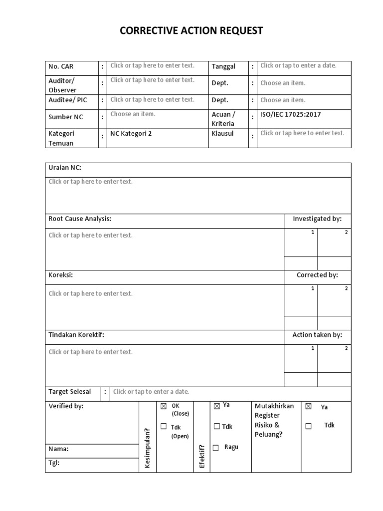 Corrective Action Request (DEV) | PDF