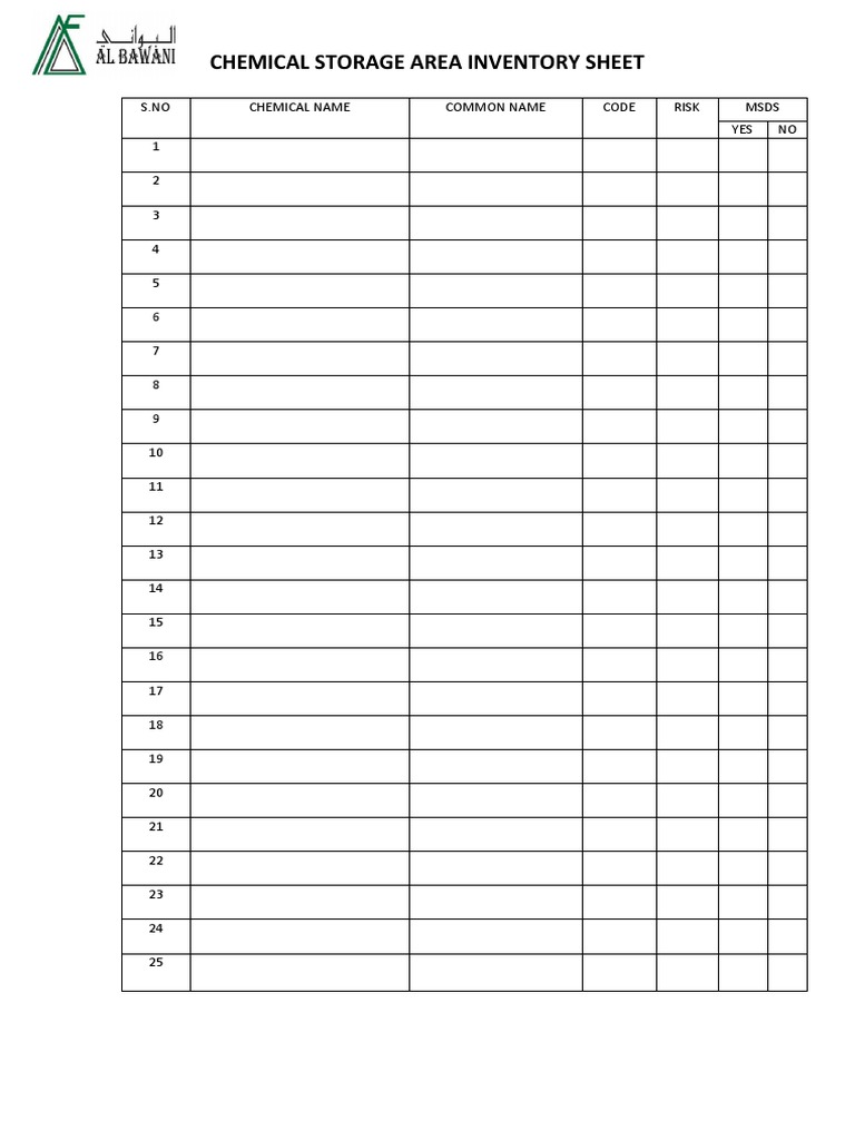 Chemical Inventory Sheet | PDF