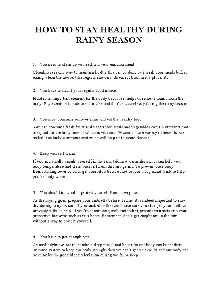 Staying Healthy During Rainy Season: Tips for Maintaining Cleanliness ...