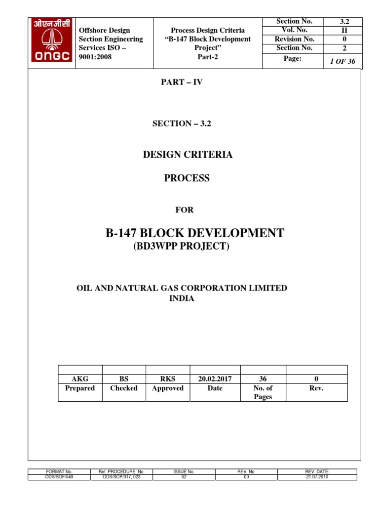 B-147 Block Development: Design Criteria Process | PDF | Flow ...