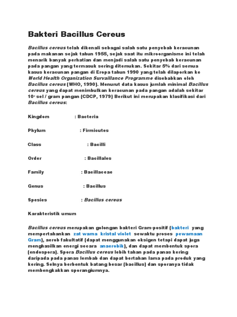 Bacillus Cereus dan Keracunan Pangan | PDF | Kesehatan Holistik