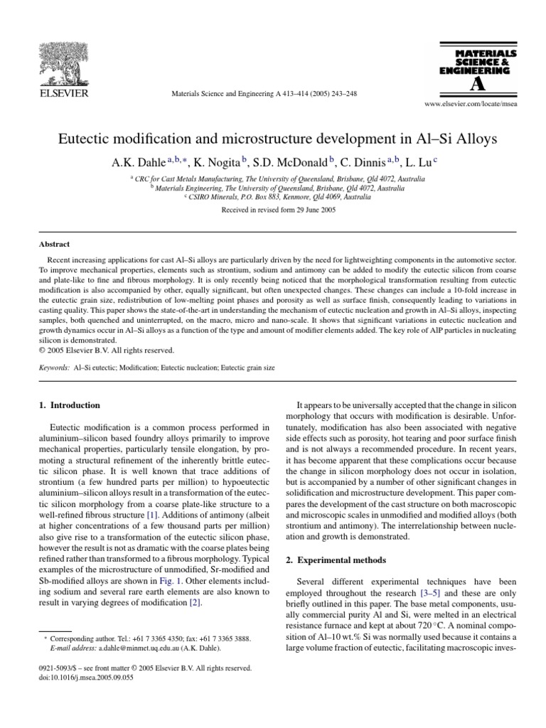 1.eutectic Modificattion and Microstructure Development in Al-Si Alloy ...