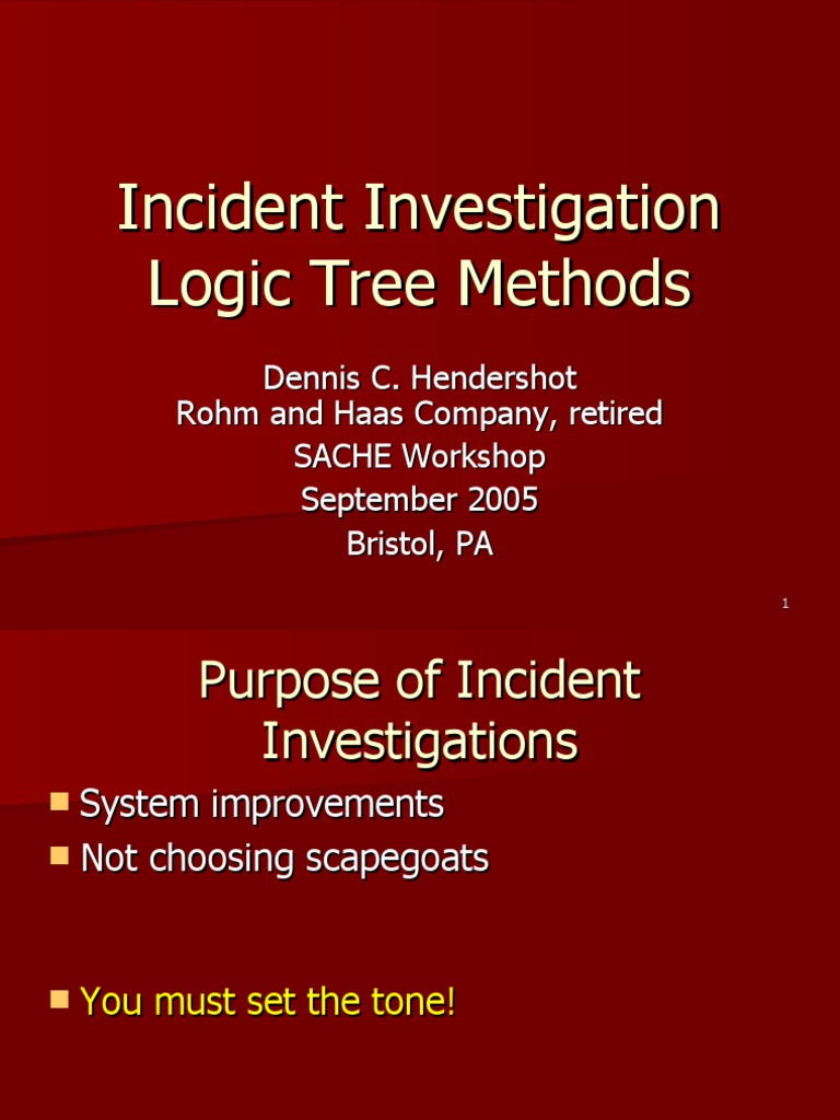 Incident Investigation Logic Tree Methods | PDF | Explosion | Fires