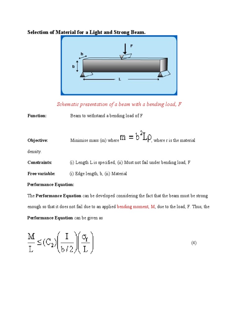 Selection of Material For A Light and Strong Beam | PDF
