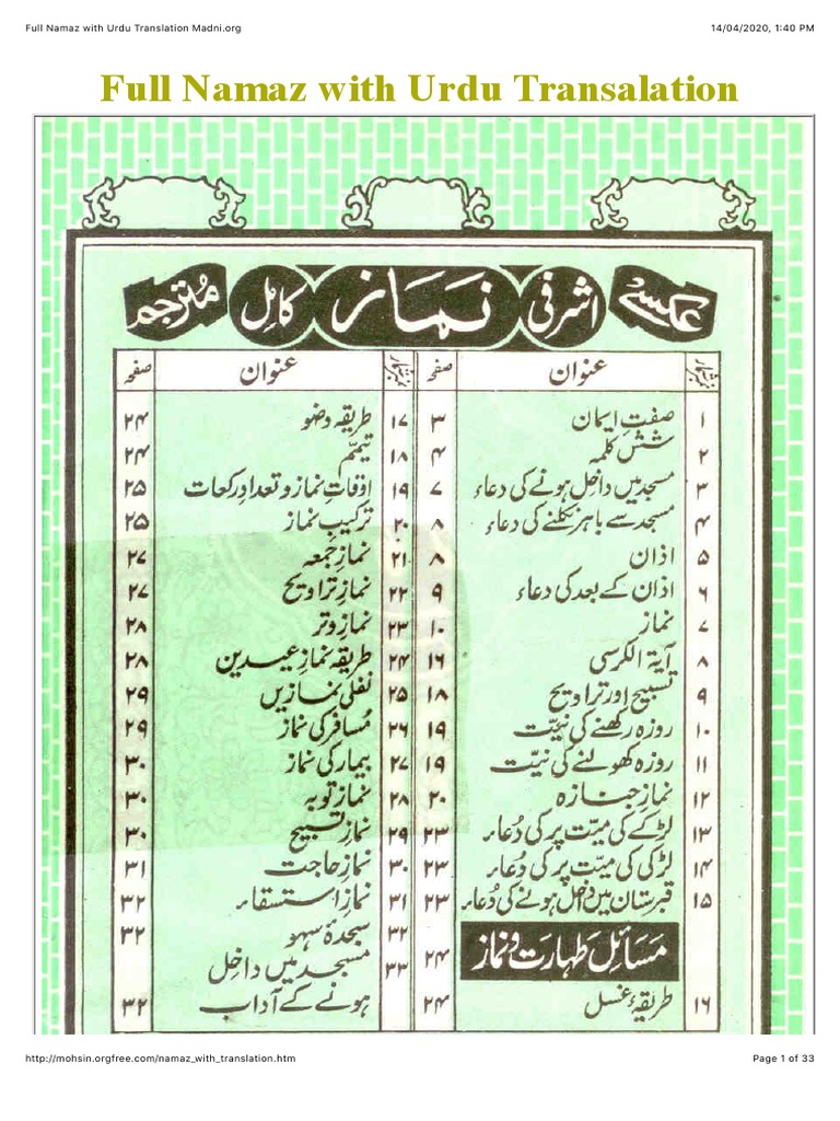 Full Namaz With Urdu Translation | PDF | Salat | Religion And Belief