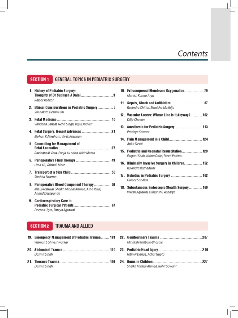 Section 1: General Topics in Pediatric Surgery | Download Free PDF ...
