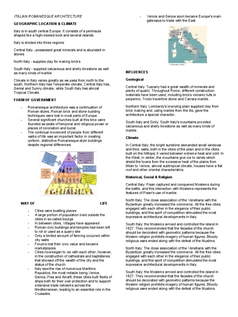 Geographic Location & Climate: Italian Romanesque Architecture | PDF ...