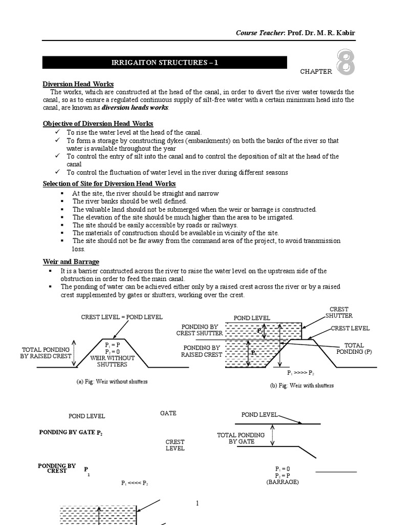 Diversion Head Works Overview and Design | PDF | River | Deep Foundation