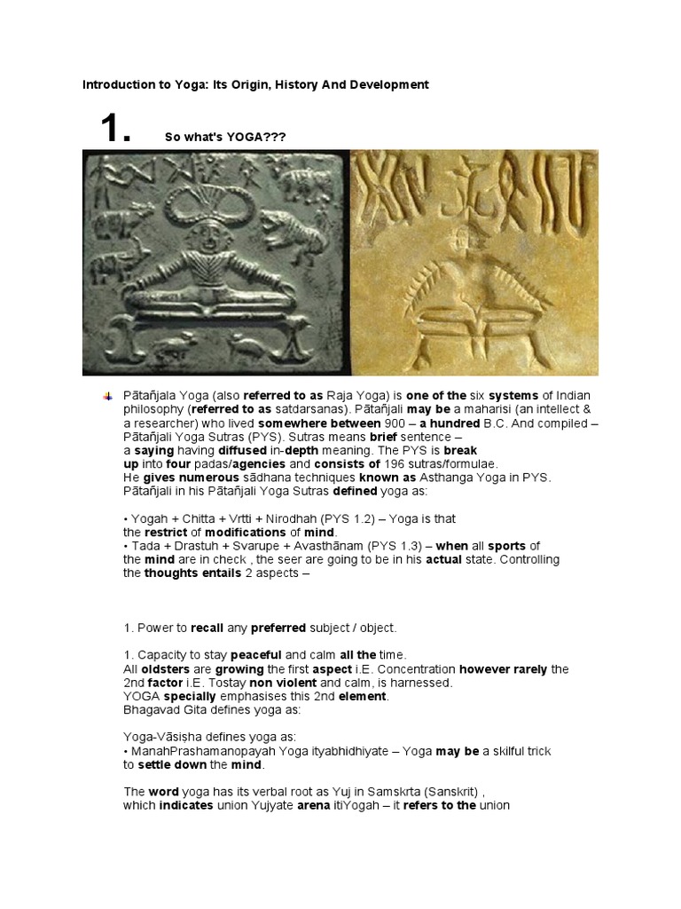 Introduction To Yoga - Its Origin - History and Development | PDF ...