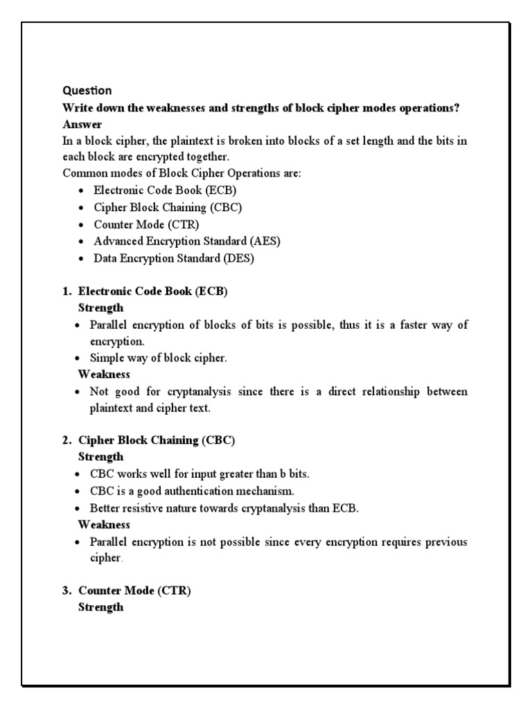 Modes of Block Cipher | PDF | Cryptography | Cryptanalysis