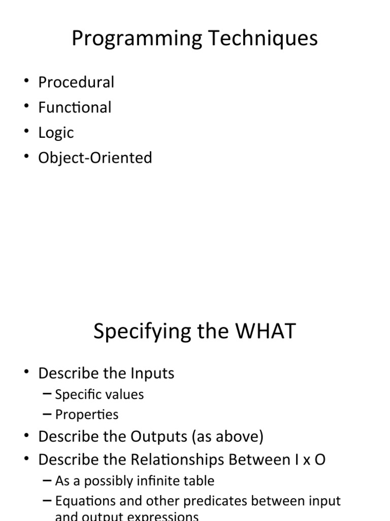 Programming Techniques Procedural Functional Logic Object Oriented Pdf Abstraction 