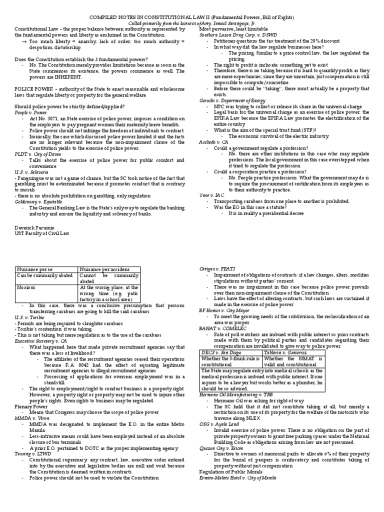 Constitutional Law II Notes | PDF | Eminent Domain | Just Compensation