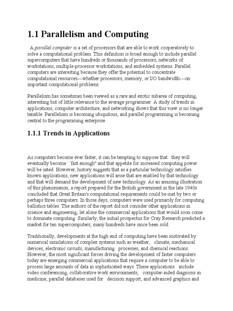 1 1 Parallelism And Computing 1 1 1 Trends In Applications Pdf Parallel Computing Central