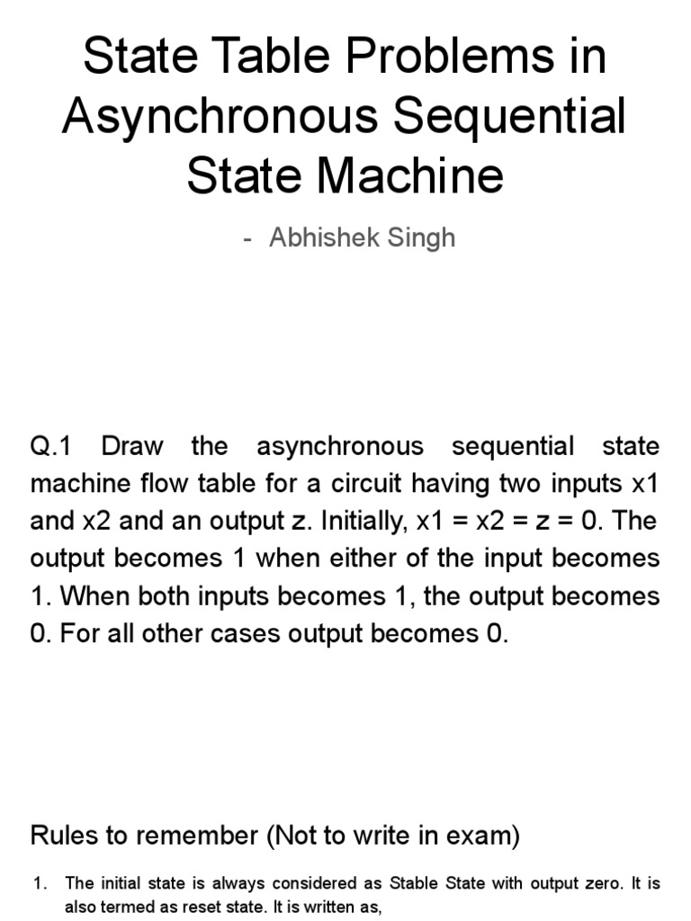 Asynchronous Sequential State Machine | PDF