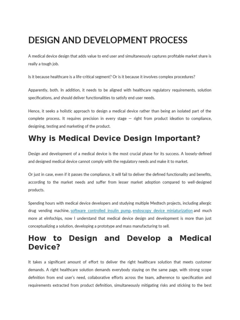 Medical Device Design & Development Guide | PDF | Medical Device ...