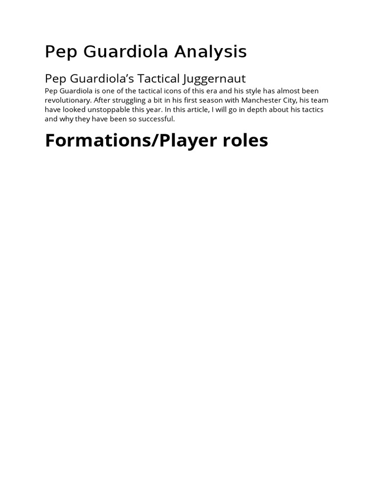 Pep Guardiola Analysis | PDF