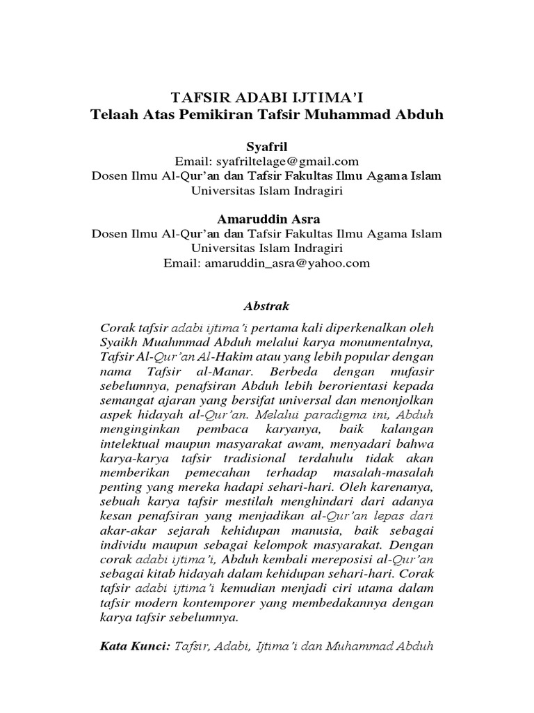 Tafsir Adabi Ijtima’i Abduh | PDF