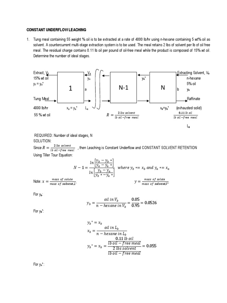 Ideal Stages in Constant Underflow Leaching | PDF | Solution | Chemistry
