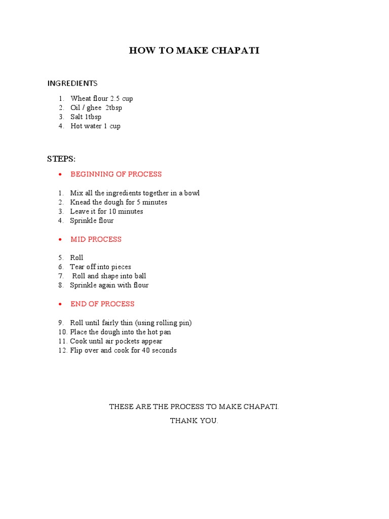 How To Make Chapati | PDF