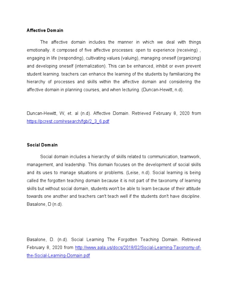 Affective Domain | PDF