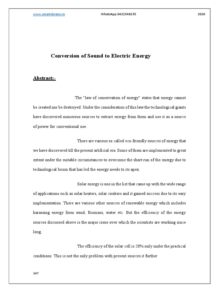 Conversion of Sound To Electric Energy | PDF