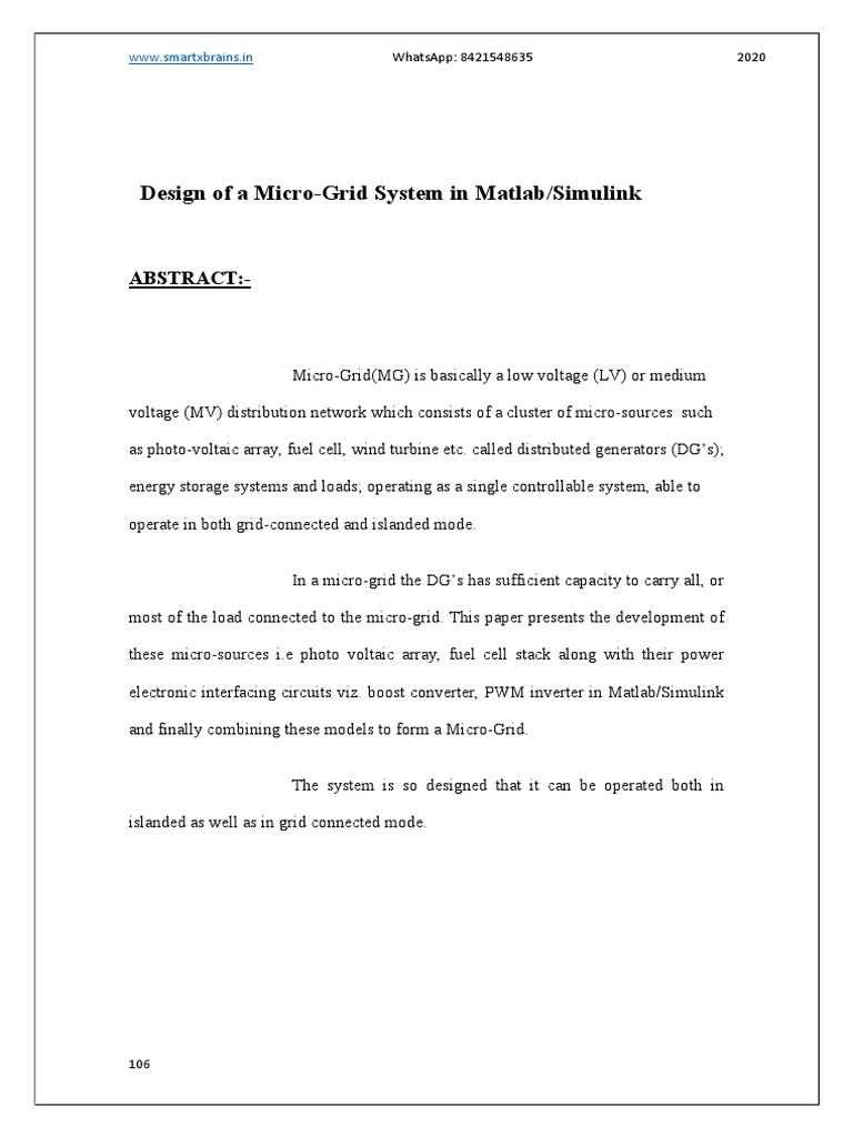 Micro-Grid System Design in Matlab | PDF | Computers