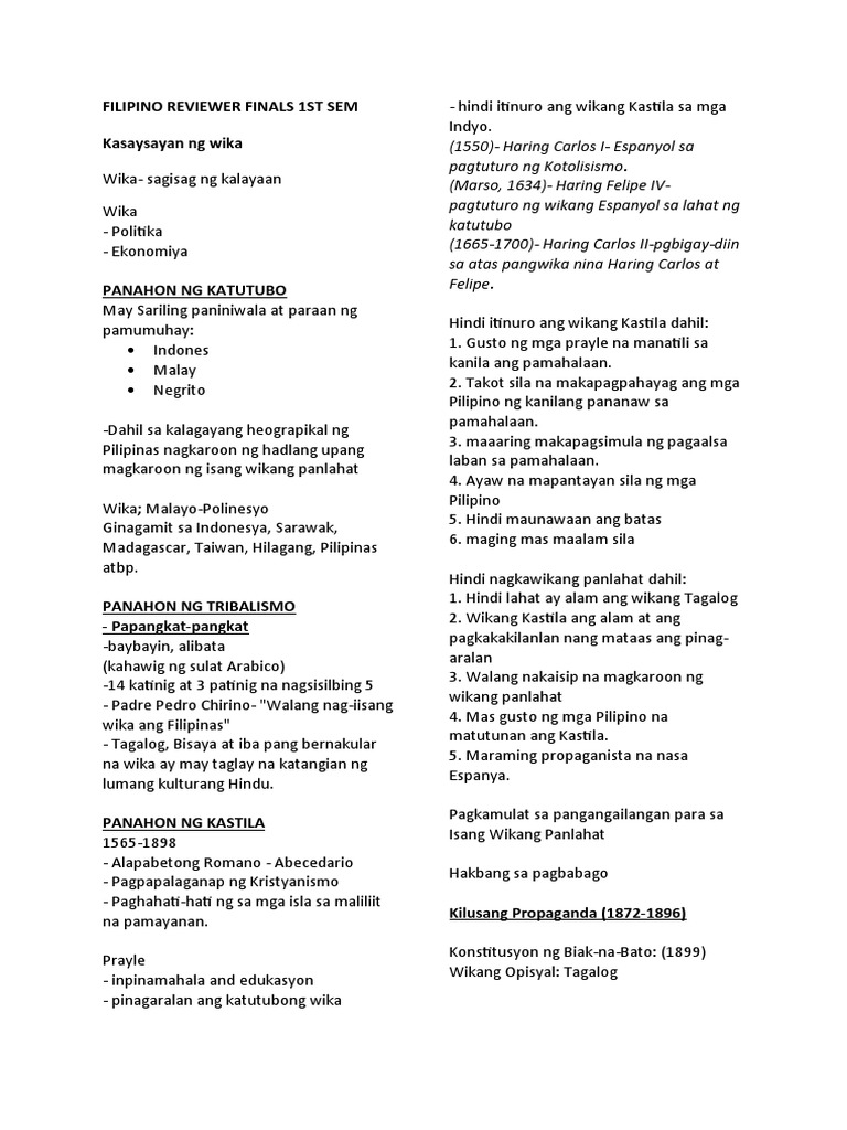 Filipino Reviewer | PDF