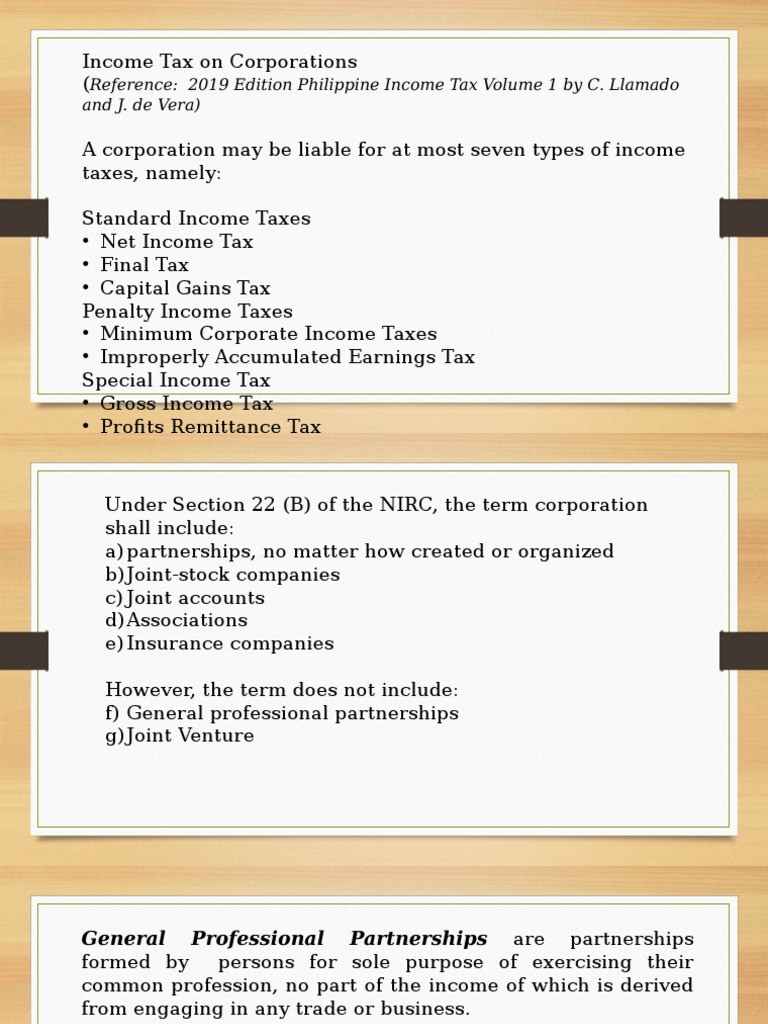 Reference: 2019 Edition Philippine Income Tax Volume 1 by C. Llamado ...