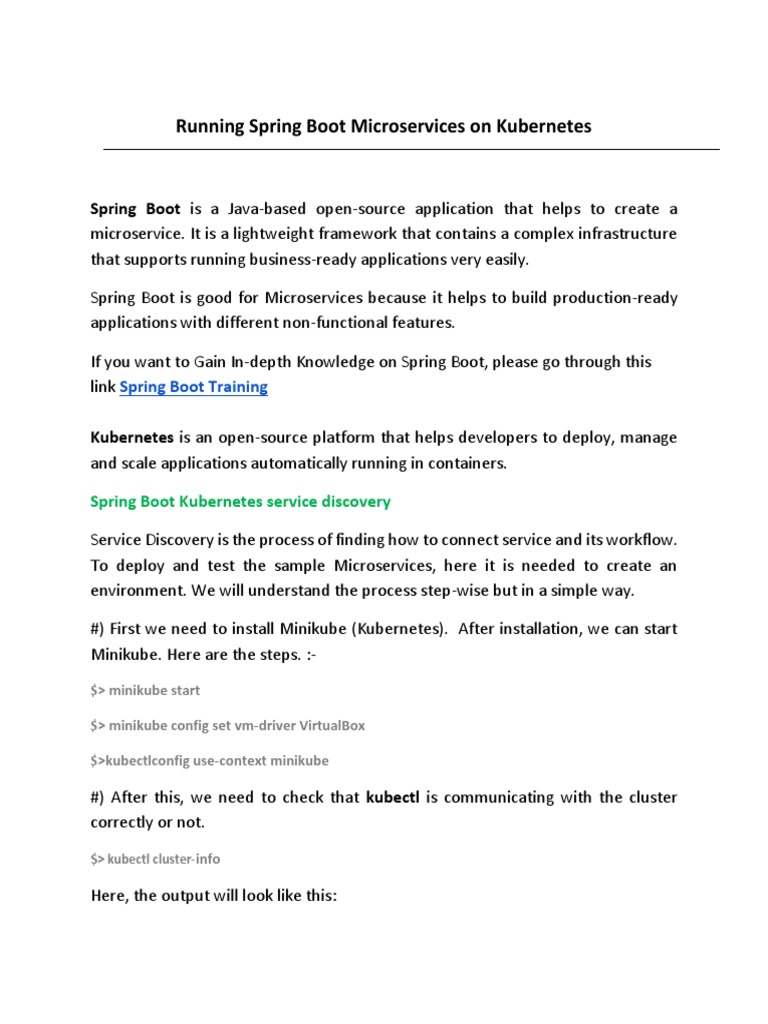 Running Spring Boot Microservices On Kubernetes | PDF