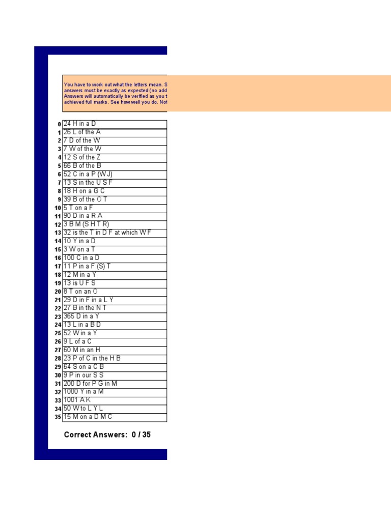 MENSA Intelligence Test: Correct Answers: 0 / 35 | PDF