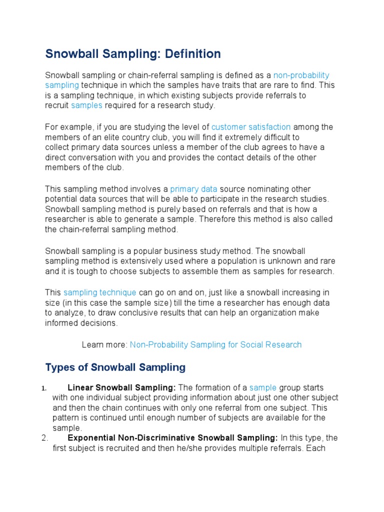 Snowball Sampling | PDF | Sampling (Statistics) | Research Methods