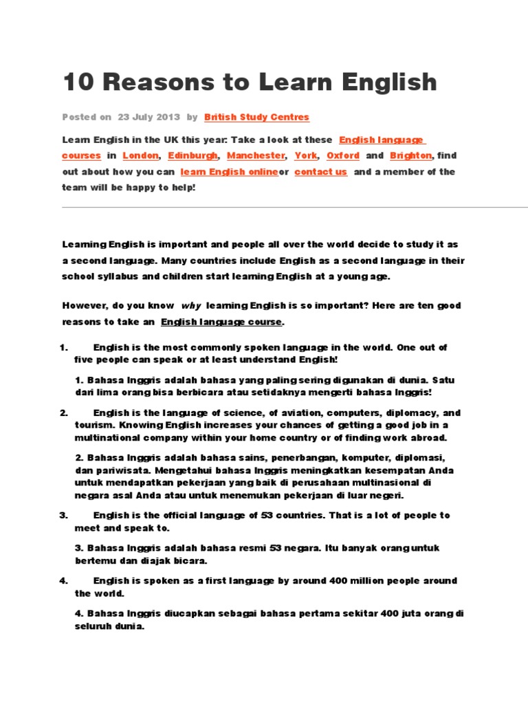 10 Reasons To Learn English Pdf