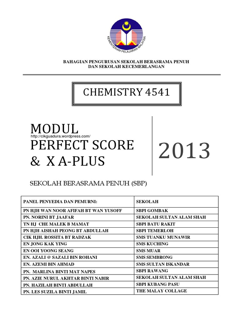 Chemistry Perfect Score X A Plus Module 2013 | PDF | Ionic Bonding ...
