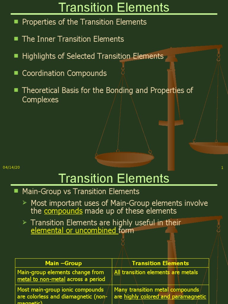 Properties of The Transition Elements The Inner Transition Elements ...