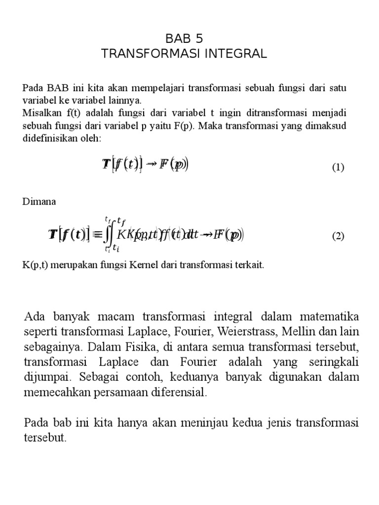 Bab 5 Transformasi Integral (Part 1) | PDF