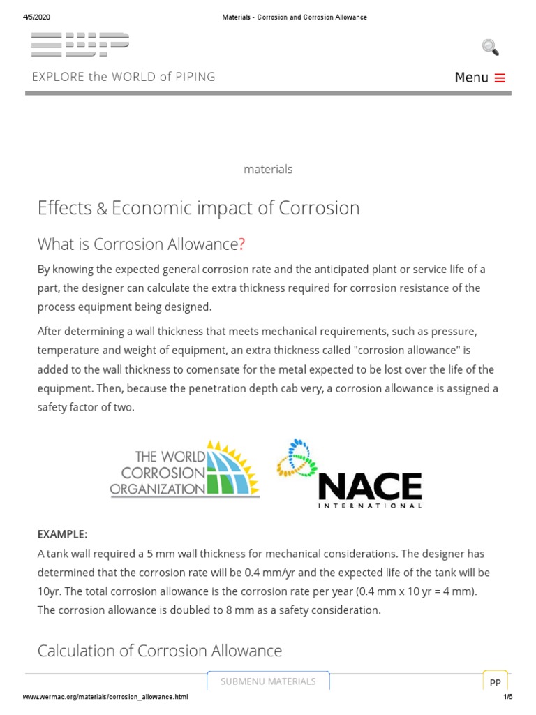 Materials - Corrosion and Corrosion Allowance | PDF | Corrosion | Boiler