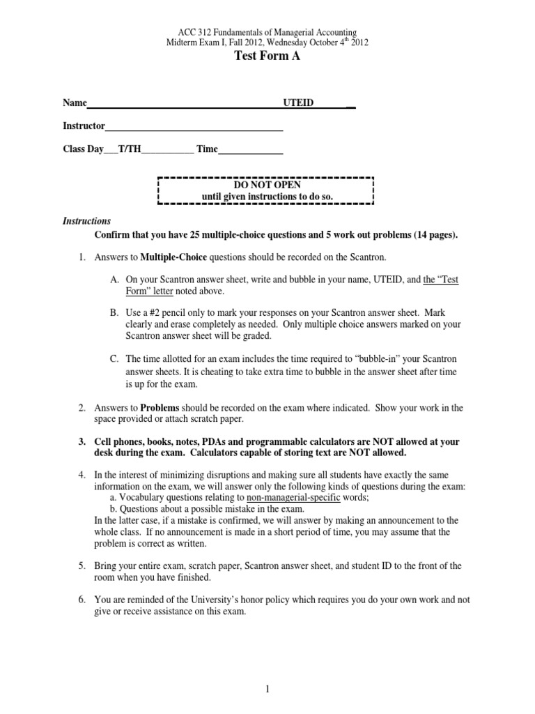 ACC 312 Midterm Exam I Overview | PDF | Workweek And Weekend | Test ...