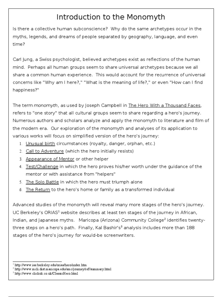 Monomyth Basic Stages | Psychology & Cognitive Science