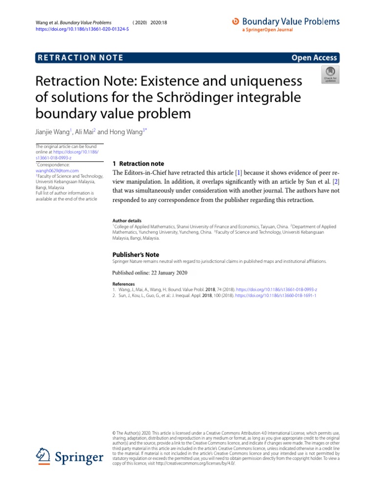 Retraction Note Existence and Uniqueness of Soluti | PDF | Creative ... Retraction Note Existence and Uniqueness of Soluti | PDF | Creative ...