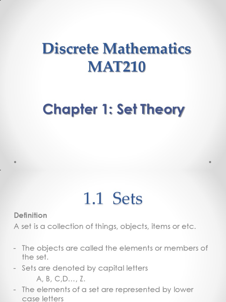 Chapter 1 Set Theory PDF | Download Free PDF | Set (Mathematics ...
