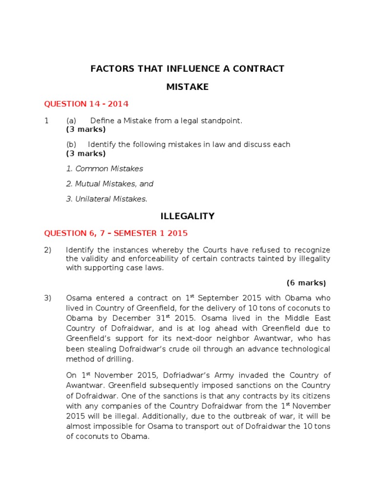 Factors That Influence A Contract | PDF