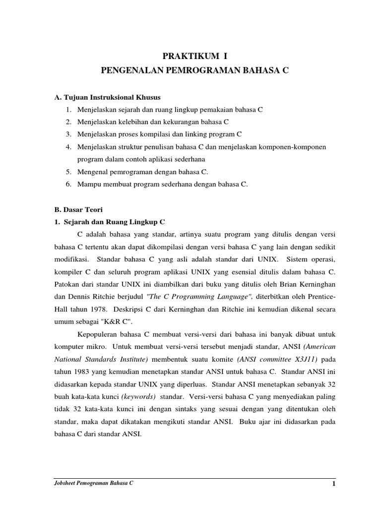 Pengenalan Pemrograman Bahasa C | PDF