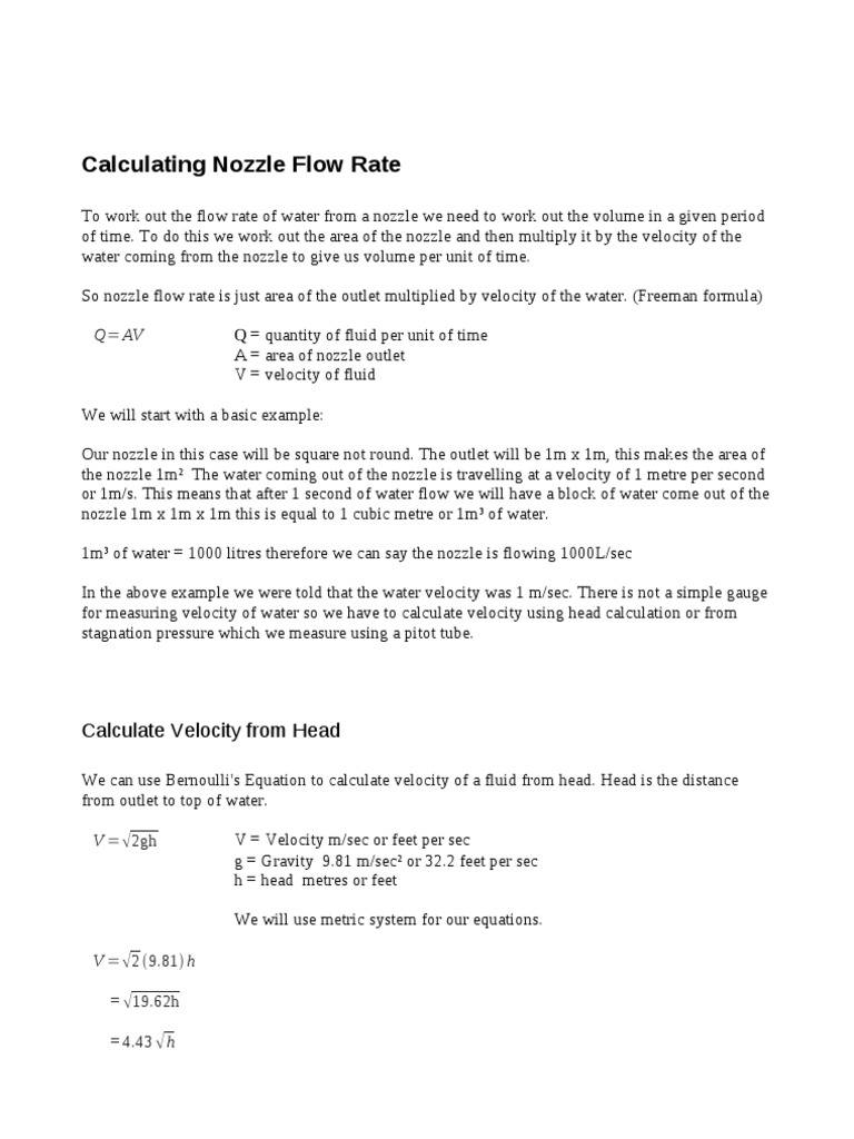 Flow Calculations | PDF | Fluid Dynamics | Velocity