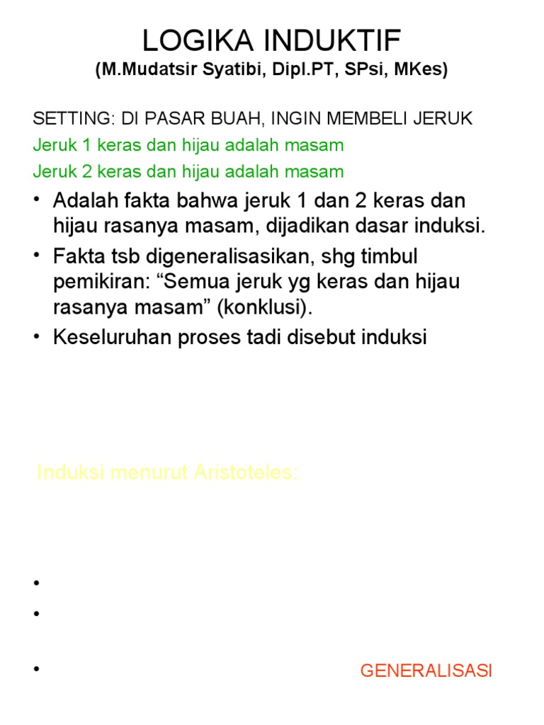 Logika Induktif: Generalisasi dan Probabilitas | PDF